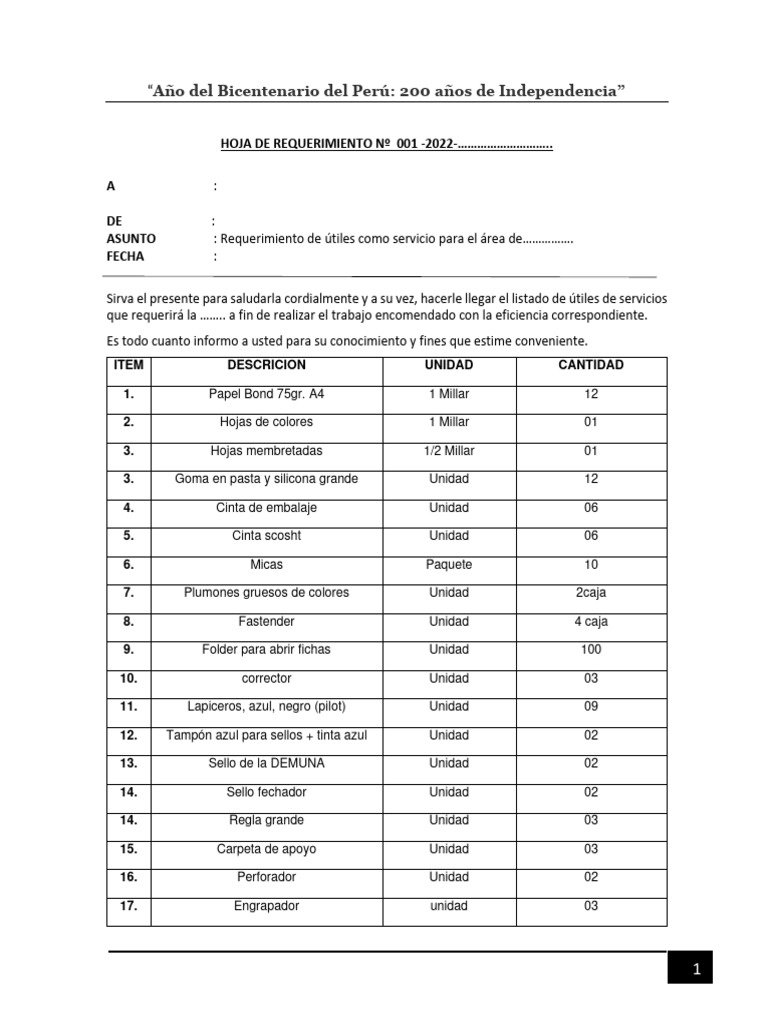 Modelo de REQUERIMIENTO | PDF
