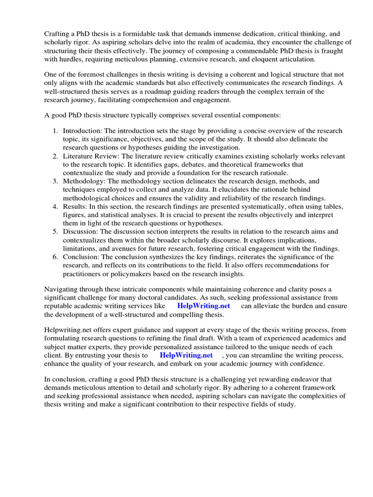 Good PHD Thesis Structure | Download Free PDF | Thesis | Doctor Of ...