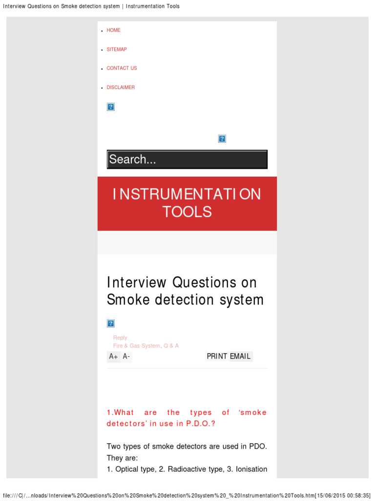 Interview Questions On Smoke Detection System - Instrumentation Tools | PDF Interview Questions On Smoke Detection System - Instrumentation Tools | PDF