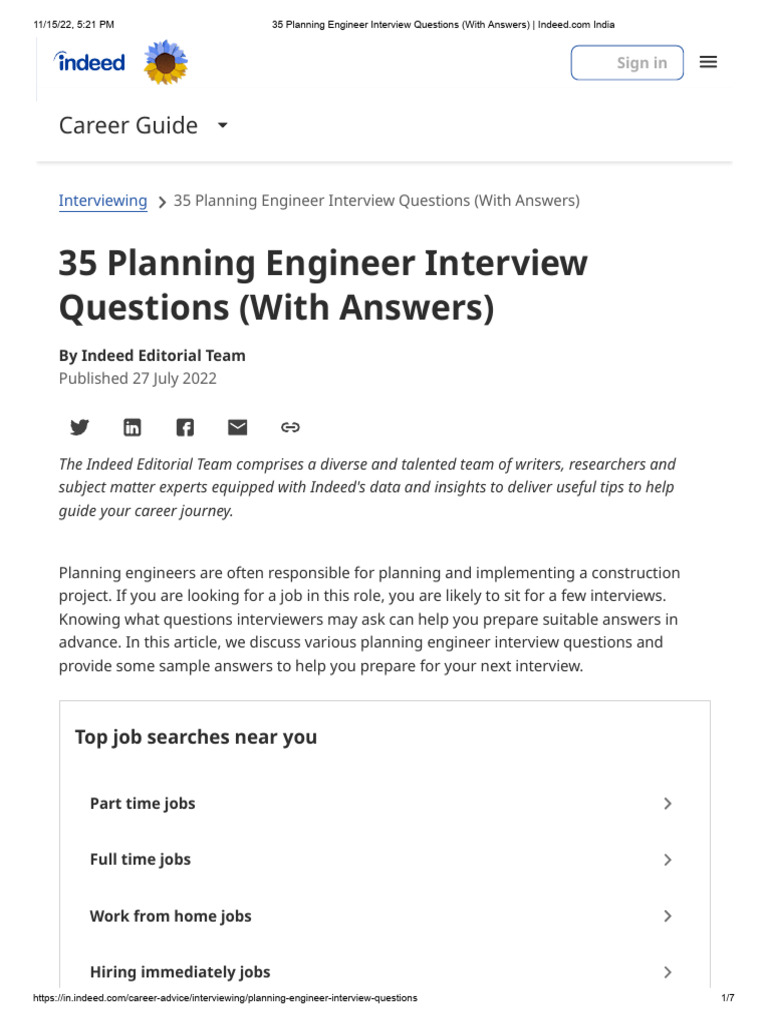 Planning Engineer Interview Prep | PDF | Experience | Performance Indicator