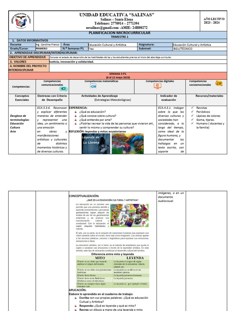 Plan Eca 1ero - Sem 13 - 16 2023 | PDF | Aprendizaje | Maestros