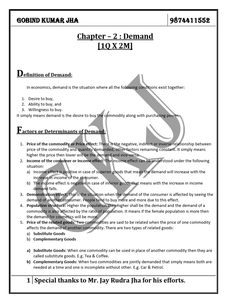 Class XII Economics Book | PDF | Demand | Price Elasticity Of Demand