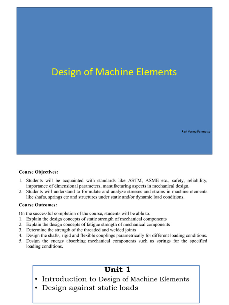 DME Unit 1 | PDF | Deformation (Engineering) | Mechanics