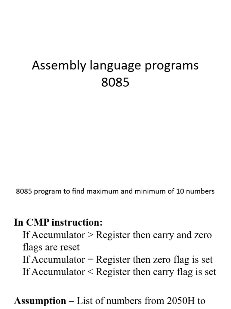 8085 Assembly Language Programs | PDF | Applied Mathematics | Computer Data