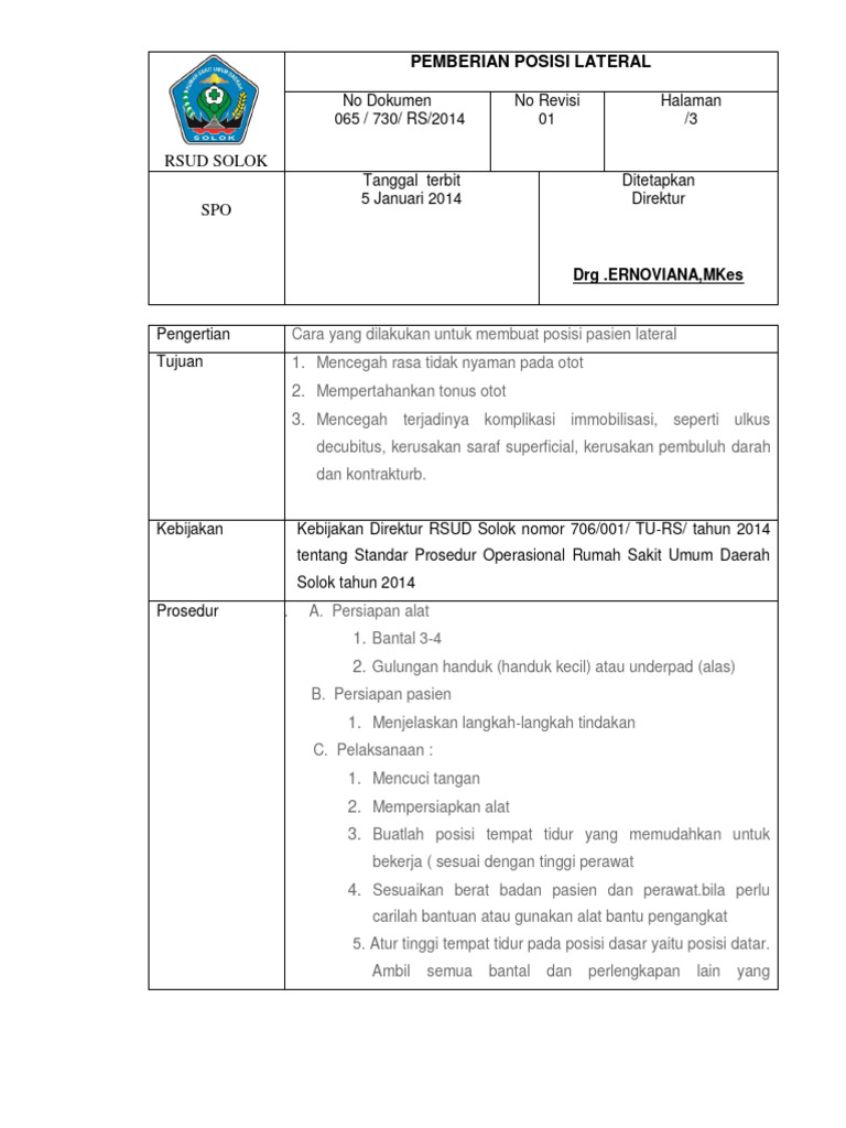 SPO Pemberian Posisi LA TERAL | PDF