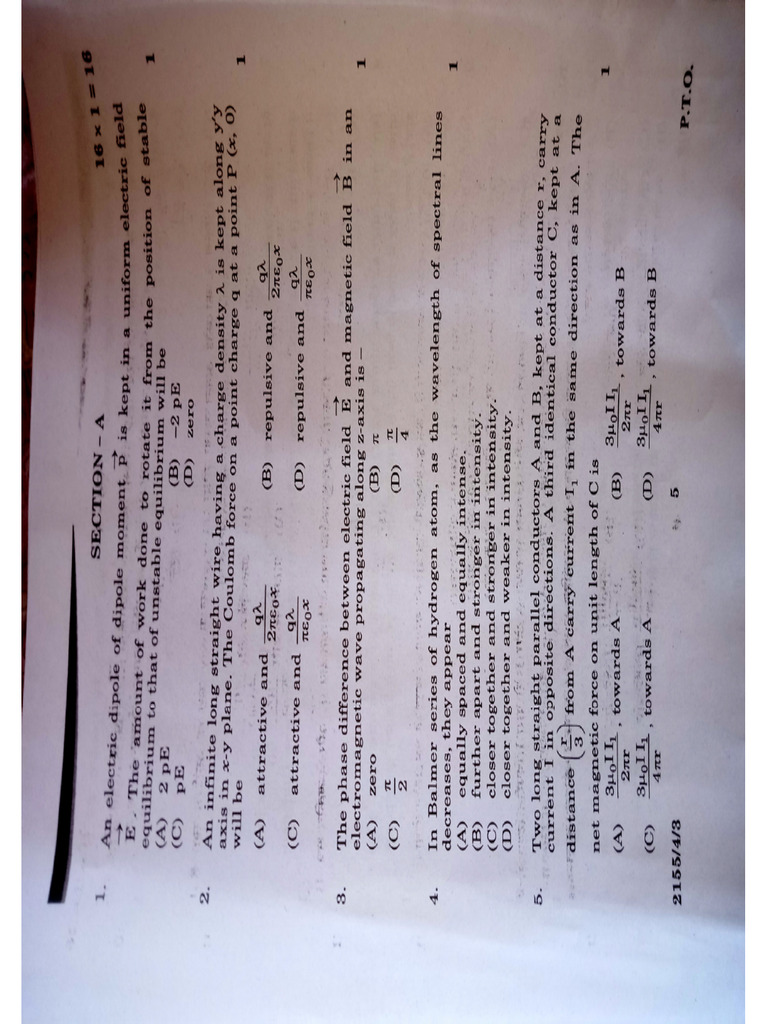 Physics Paper Set 3 2024 | PDF