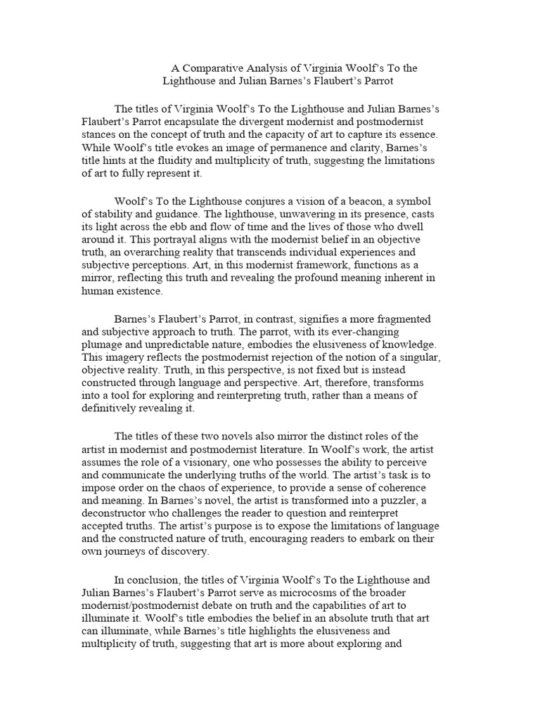 A Comparative Analysis of Virginia Woolf | Download Free PDF | Truth ...