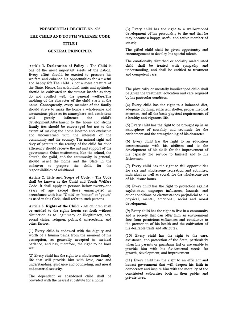 PD 603 | PDF | Legal Guardian | Foster Care