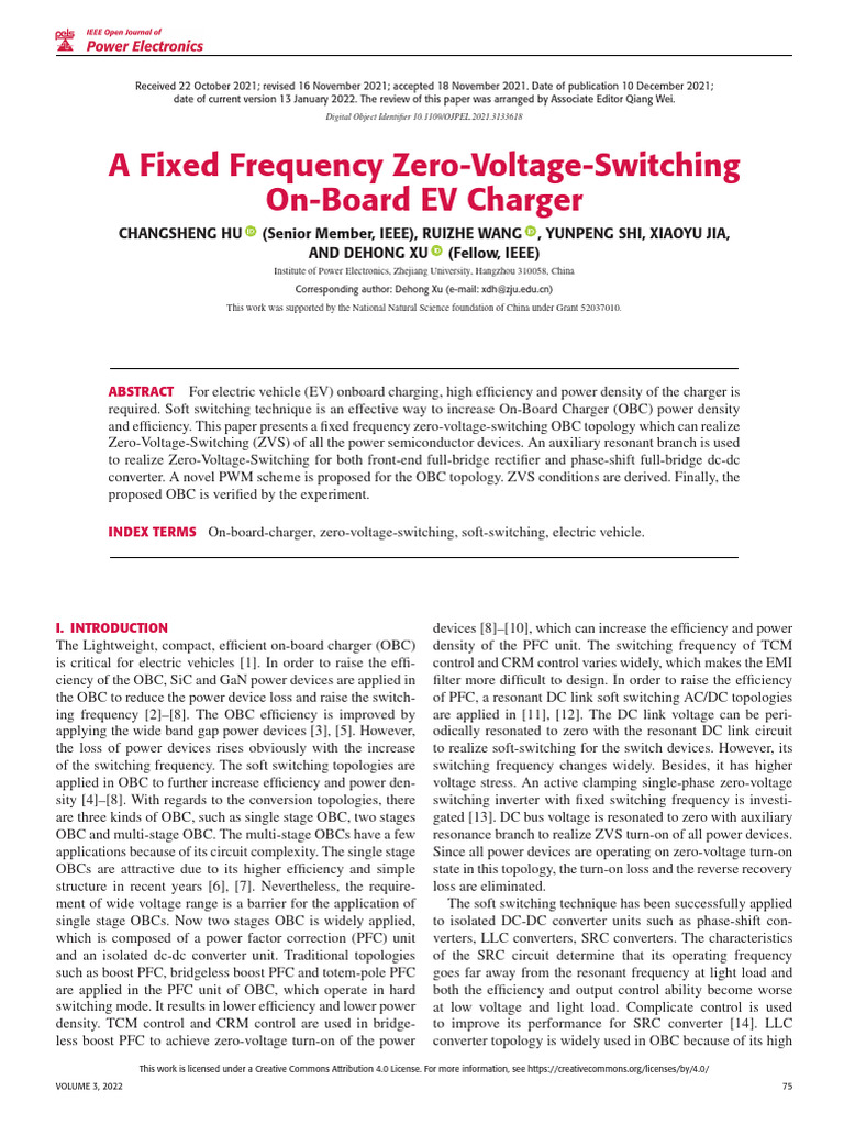A Fixed Frequency Zero-Voltage-Switching On-Board EV Charger | PDF | Resonance | Capacitor