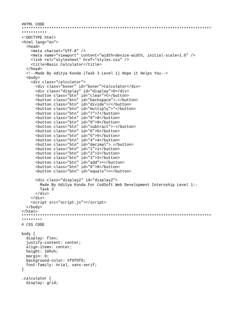 (Level 1) Task 3 - Calculator | PDF