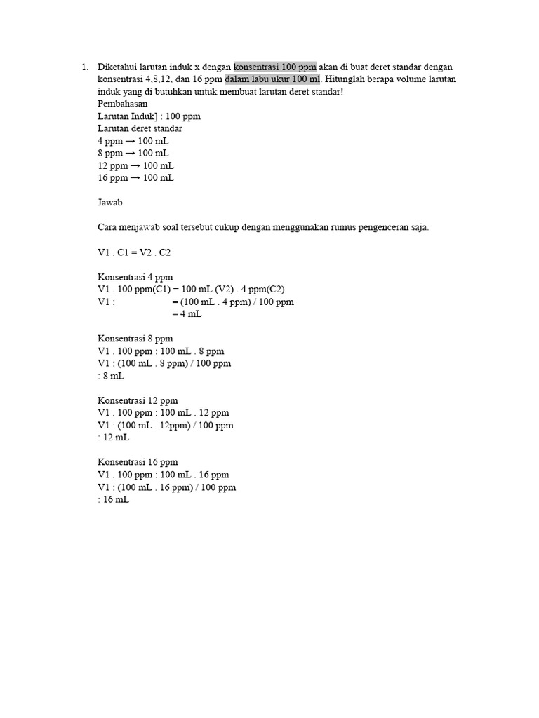 Perhitungan Ppm | PDF