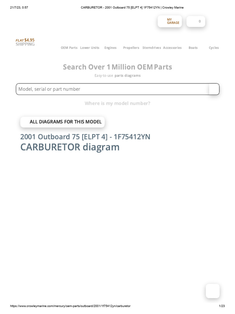 Carburetor - 2001 Outboard 75 [Elpt 4] 1f75412yn _ Crowley Marine | PDF | Transportation ...