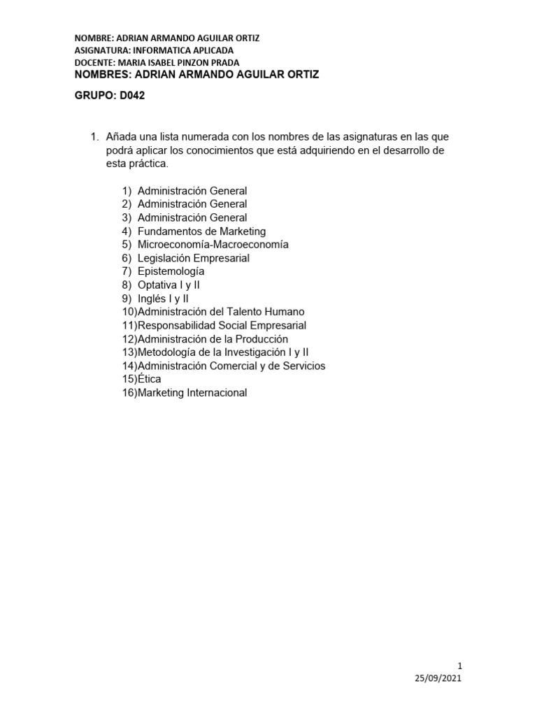 1.1 Primera Actividad Informatica | PDF | Economias | Comunicación humana