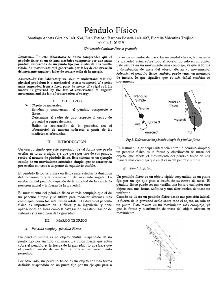 Péndulo Físico | PDF | Péndulo | Oscilación