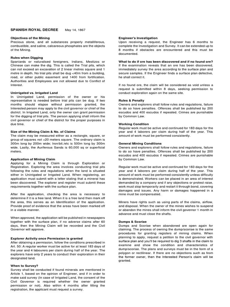 Spanish To Commonwealth - Final | PDF | Mining | Mineral Rights