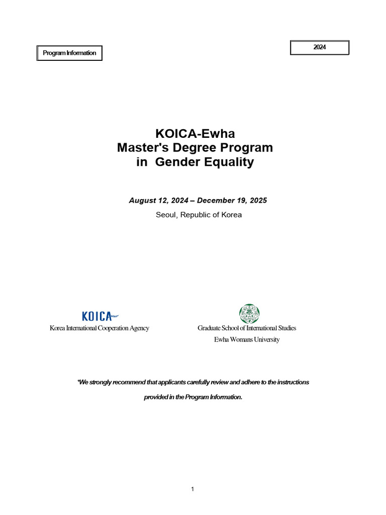 KOICA-Ewha Gender Equality Master's Guide | PDF | Business | Art