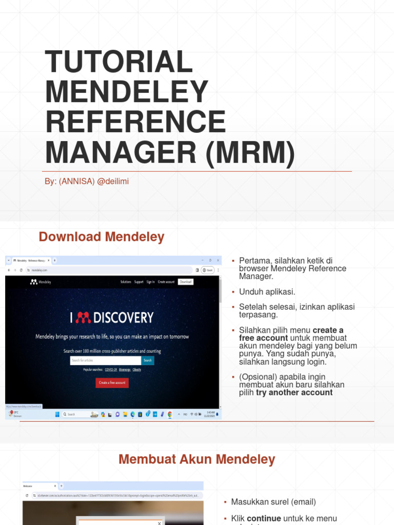 TUTORIAL MENDELEY REFERENCE MANAGER (MRM) by Deilimi | PDF