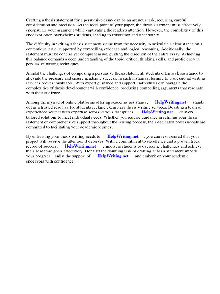 Examples of Thesis Statements in A Persuasive Essay | PDF | Essays ...