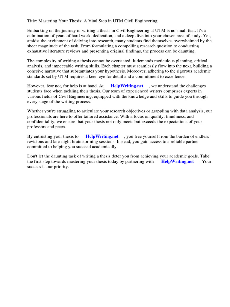 Thesis Utm Civil Engineering | PDF | Thesis | Engineering