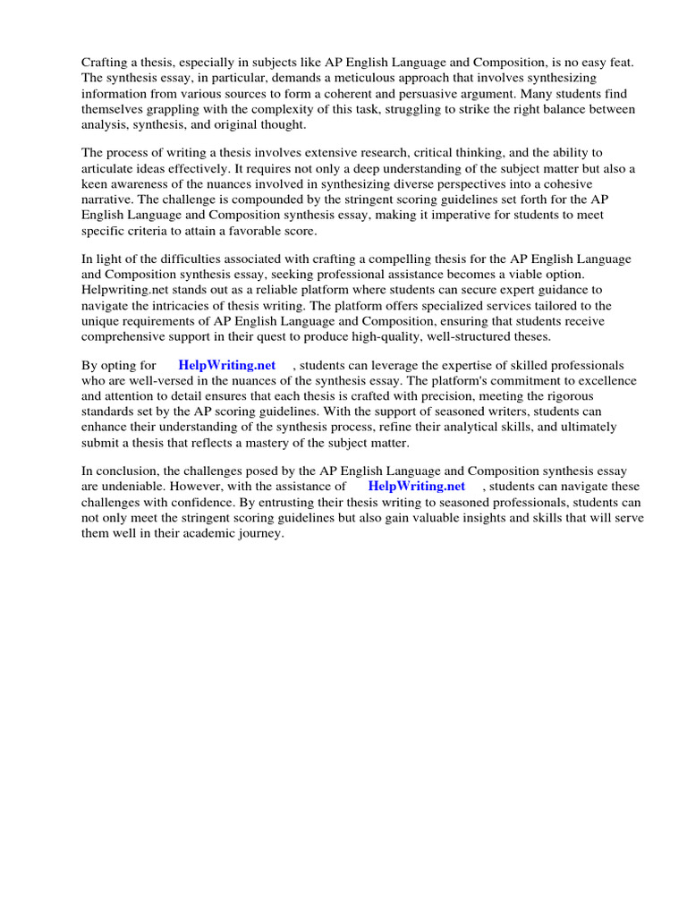 AP English Language and Composition Sample Scoring Guidelines For The ...