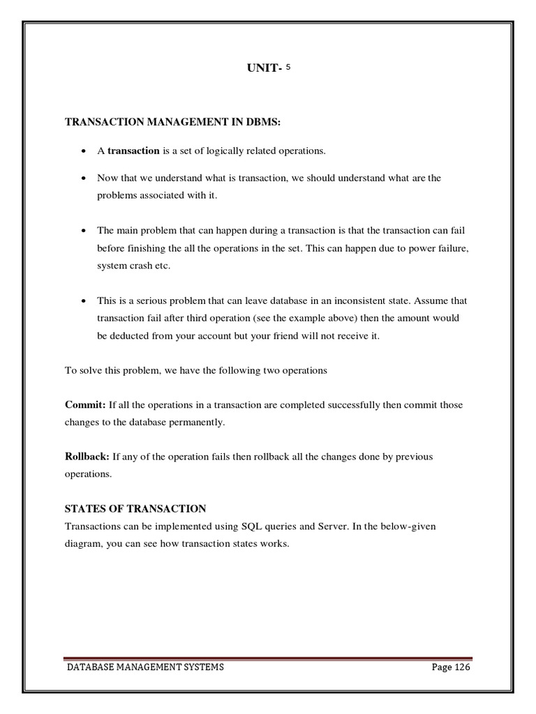DBMS Unit-5 | PDF | Database Transaction | Information Science