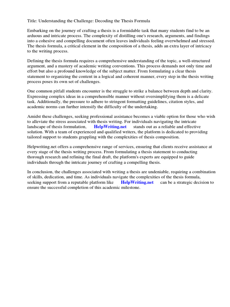 Thesis Formula Definition | PDF | Essays | Thesis