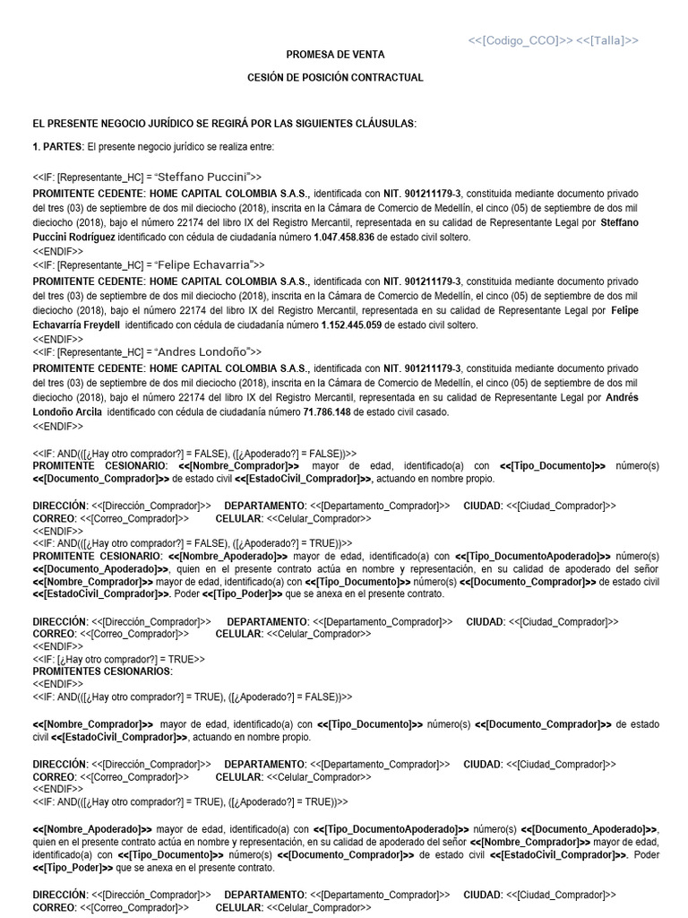 Promesa Cesión Contraactual | PDF