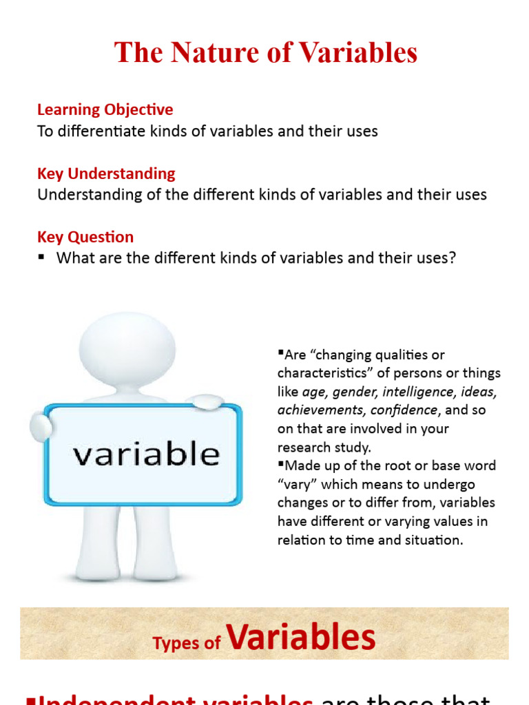 Variables | PDF | Dependent And Independent Variables | Psychological ...