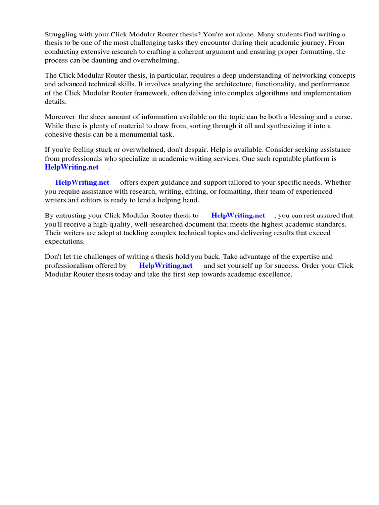 Click Modular Router Thesis Help Guide | PDF | Router (Computing ...