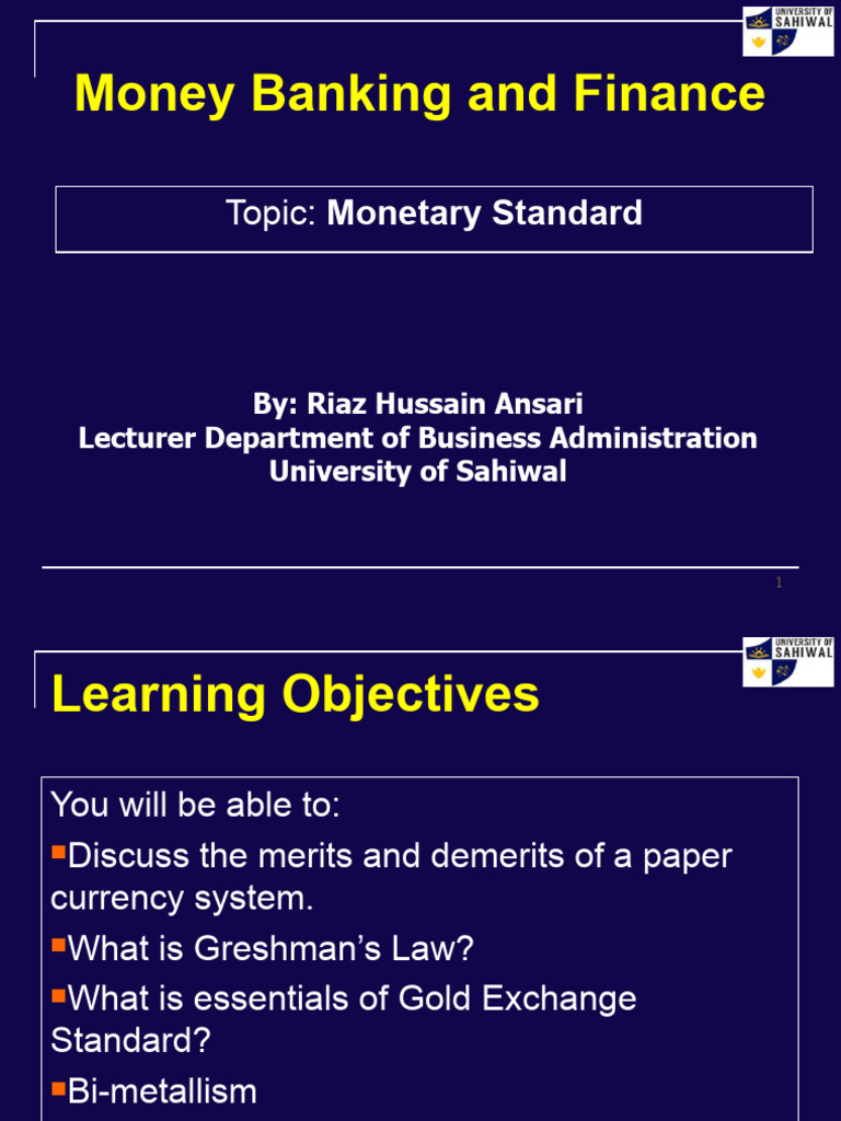 CHP#3 Monetary Standard | PDF | Gold Standard | Money