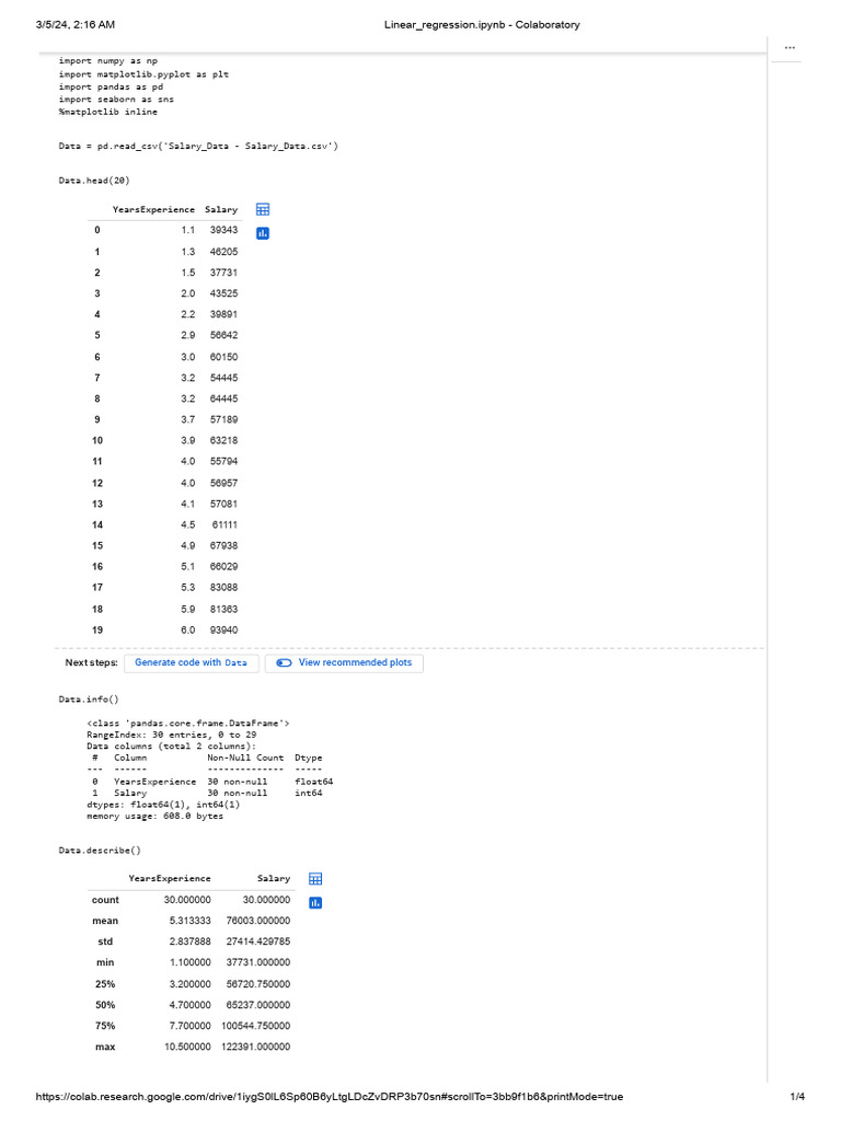 Linear Regression Ipynb Colaboratory Download Free Pdf