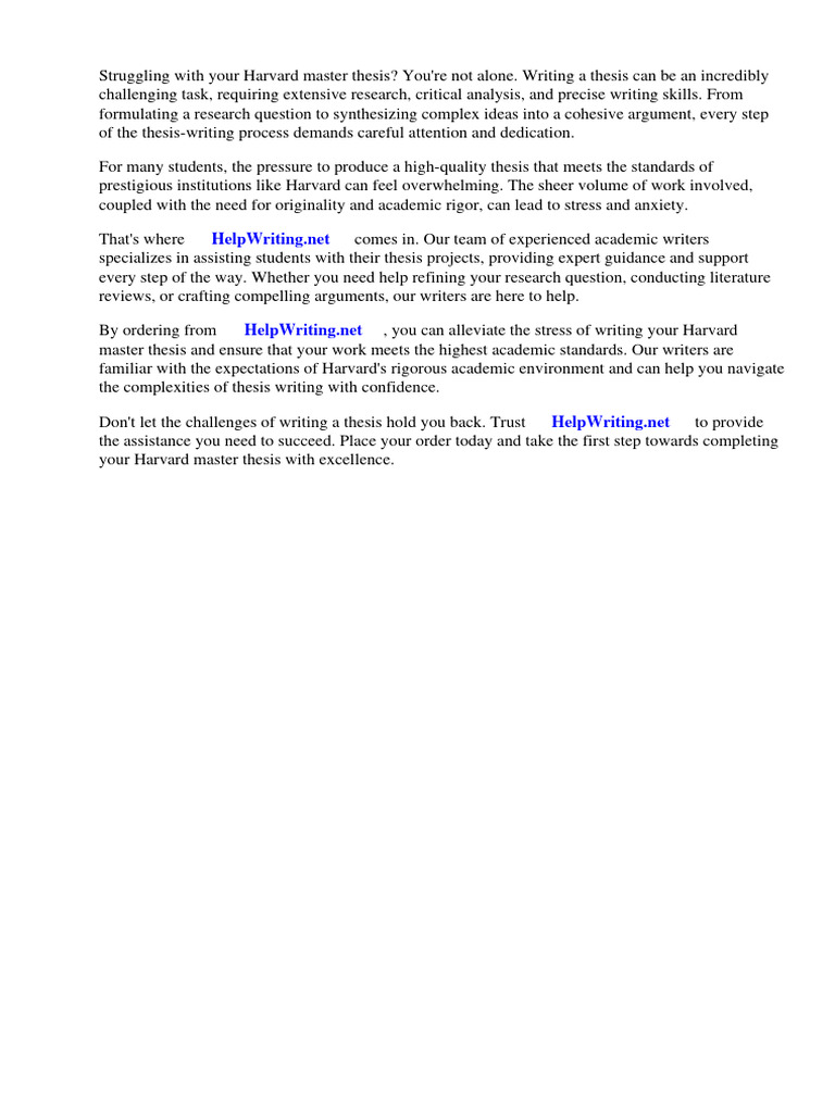 Harvard Master Thesis Examples | PDF | Thesis | Birth Control