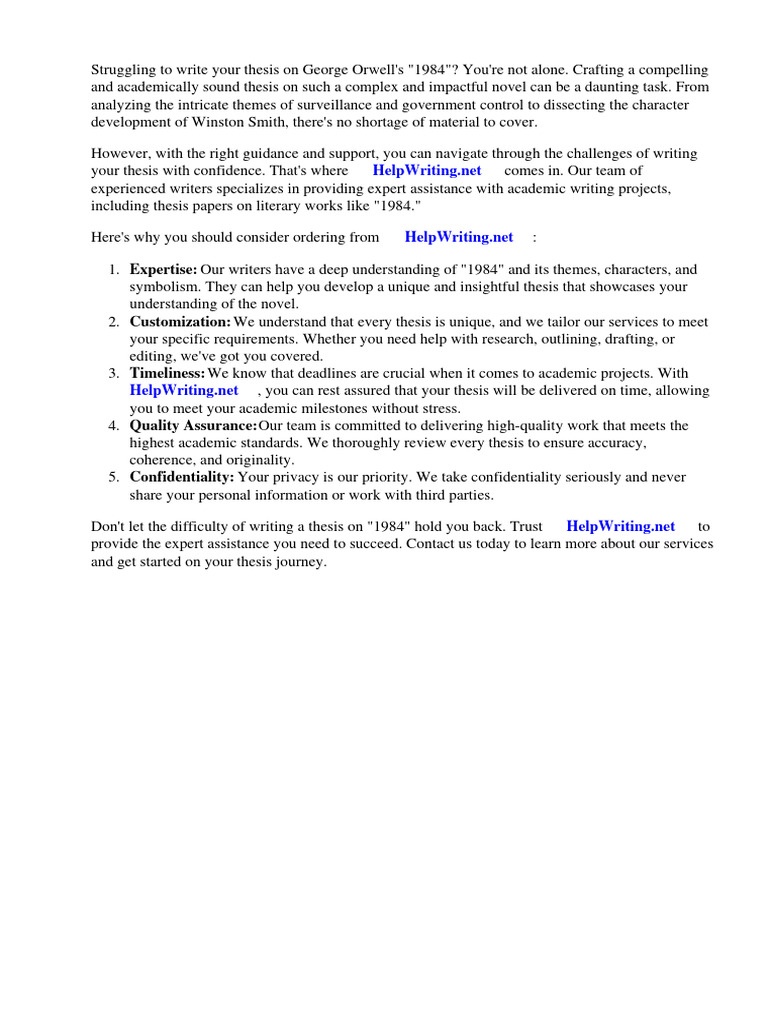 1984 Sample Thesis | PDF | Essays