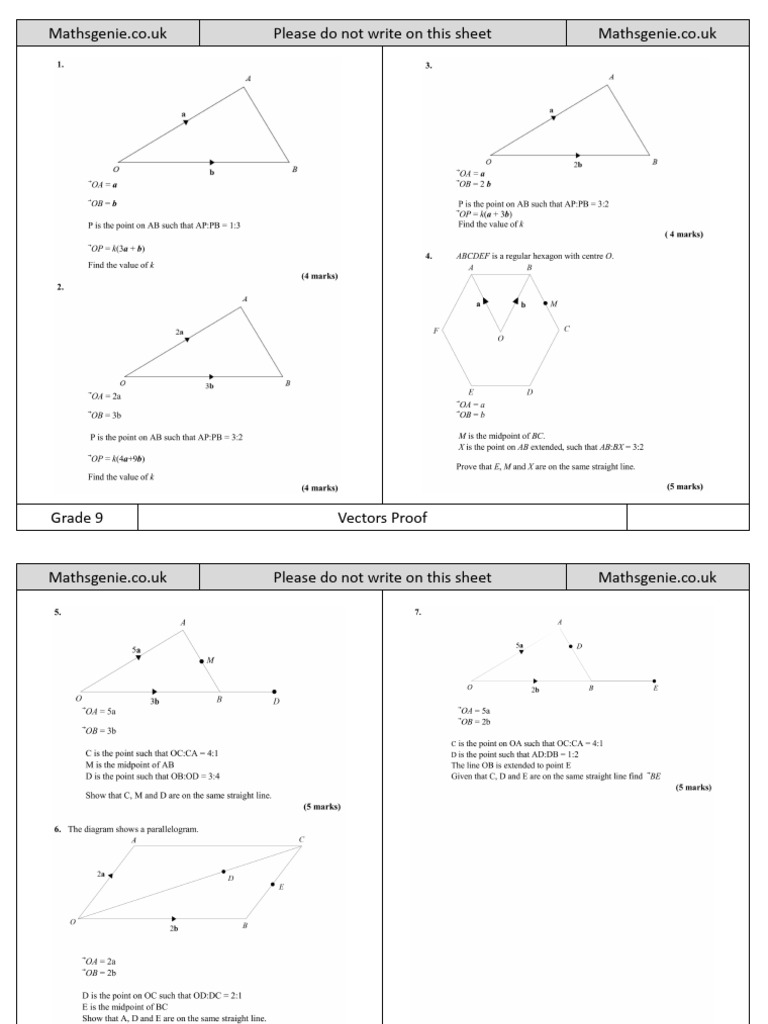 9 Vectors Ws | PDF