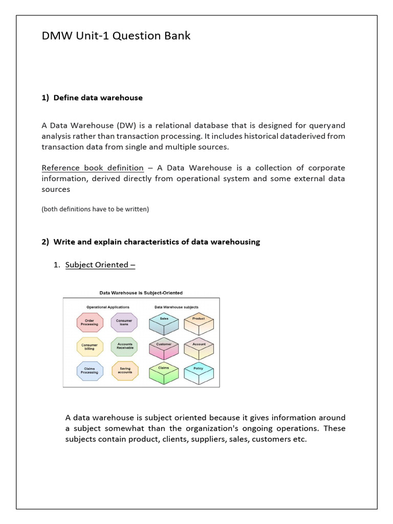 DWM Unit1 Solved QB | PDF