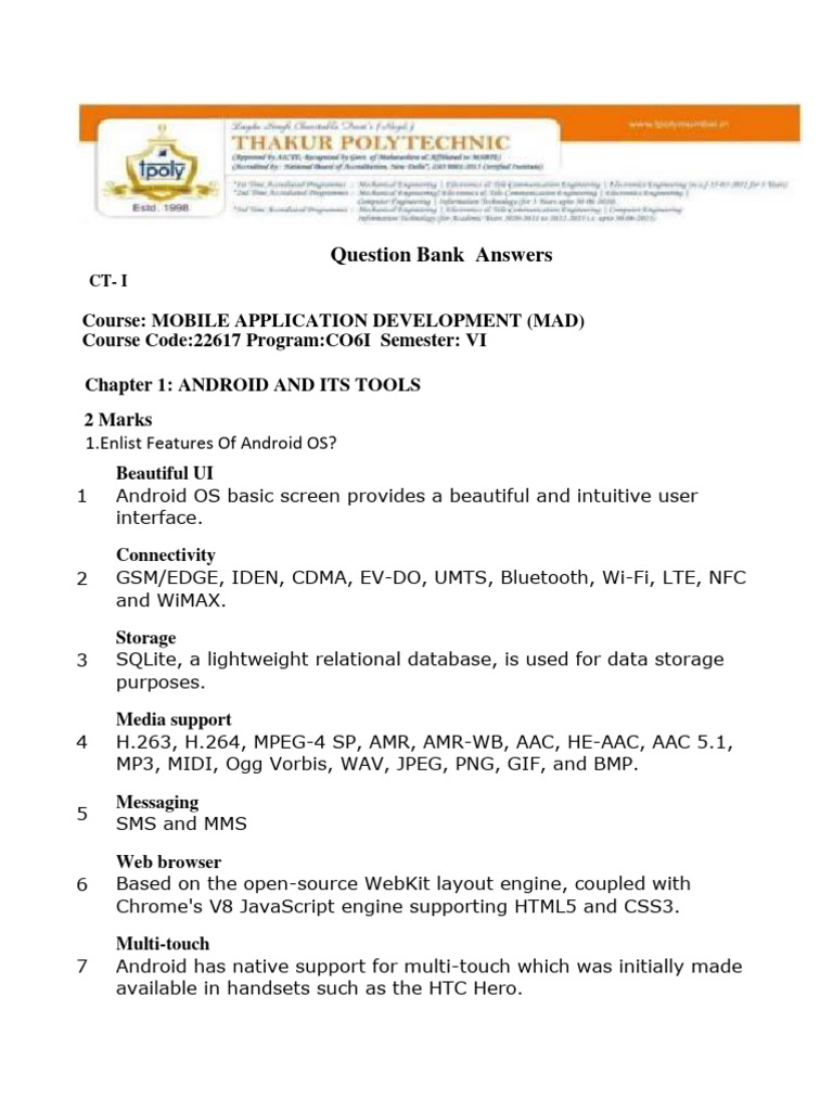 QB Solution PT-1 MAD | PDF | Android (Operating System) | Class ... QB Solution PT-1 MAD | PDF | Android (Operating System) | Class ...