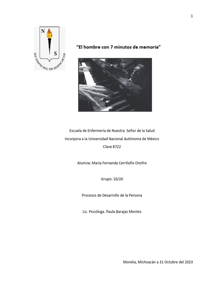 Caso Clinico-Clive Wearing | Descargar gratis PDF | Memoria | Las emociones