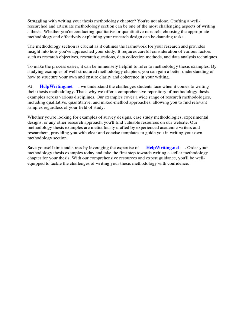 Methodology Thesis Examples | PDF | Methodology | Thesis
