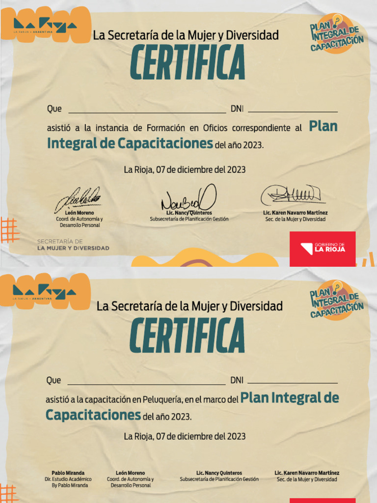 Certificado Plan Integral | PDF