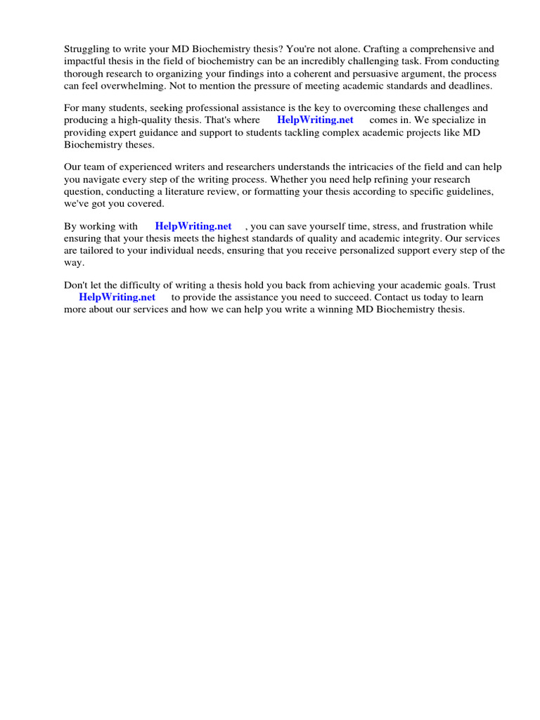 MD Biochemistry Thesis Topics | PDF | Medical Specialties | Clinical ...