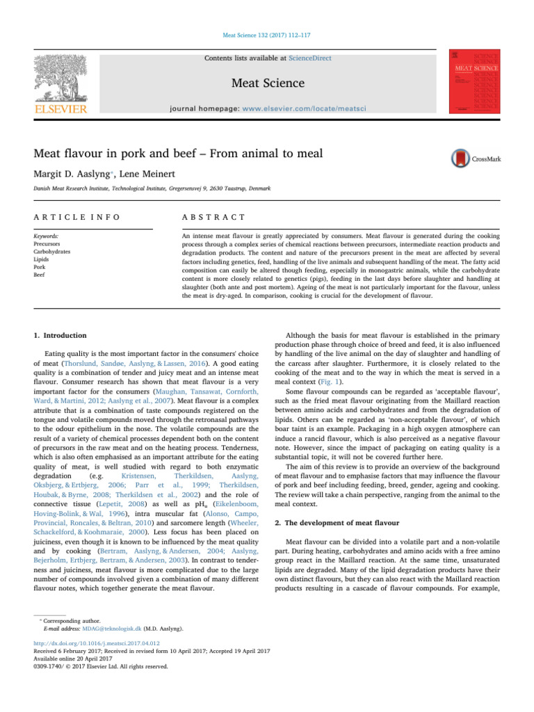 Meat Flavor in Pork and Beef Explained | PDF | Meat | Fatty Acid