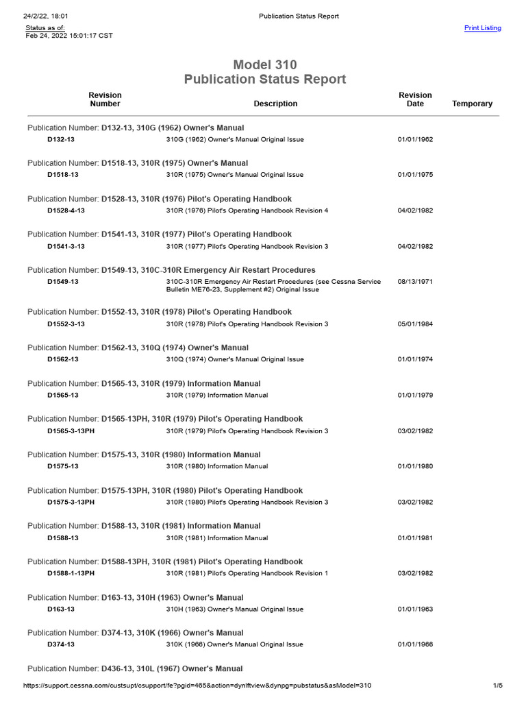 Status Report Cessna 310 | PDF | Avionics | Manufactured Goods
