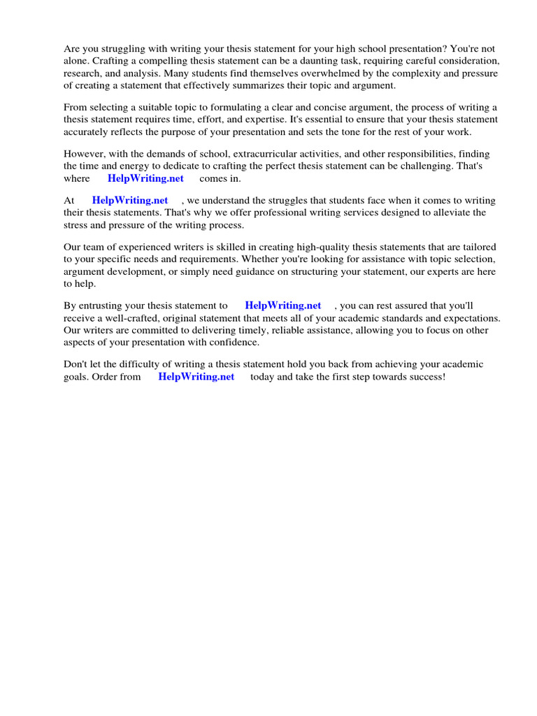 Thesis Statement High School | PDF | Essays | Thesis
