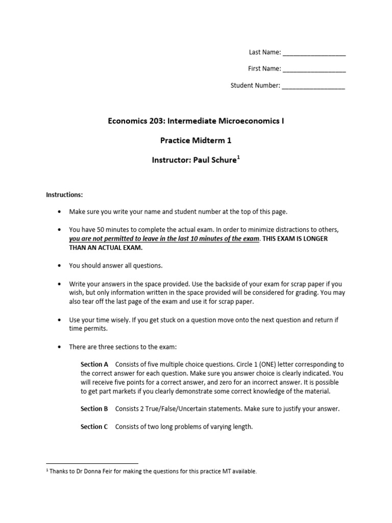 Practice MT1 With Answers | PDF | Utility | Demand