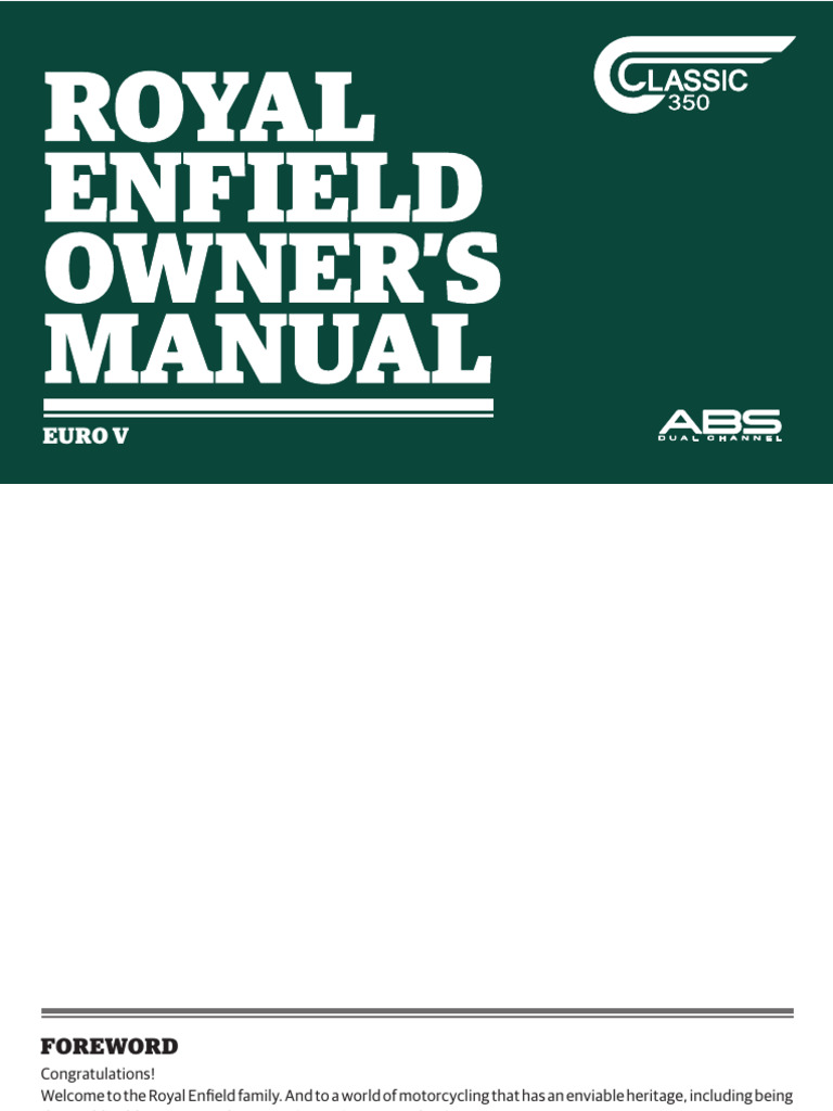 Classic 350 Owners Manual English | PDF | Traffic | Motorcycle