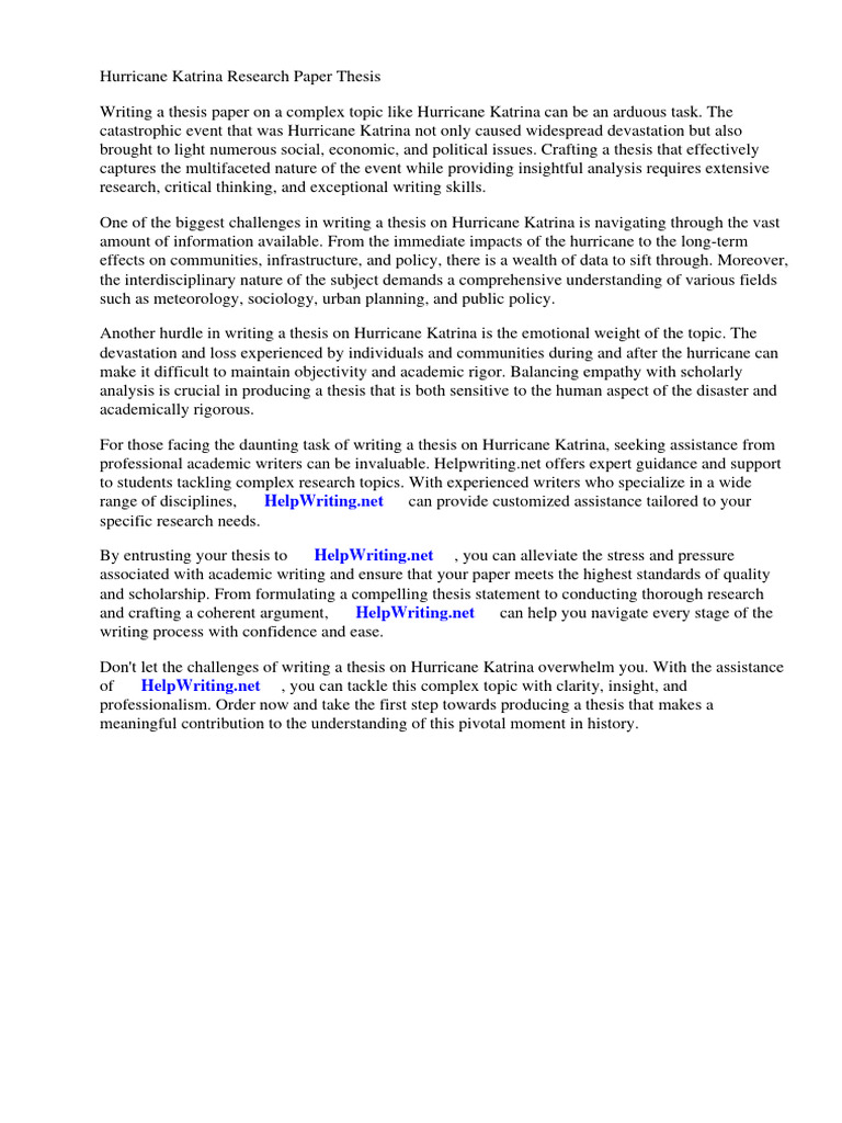 Hurricane Katrina Research Paper Thesis | PDF | Hurricane Katrina ...