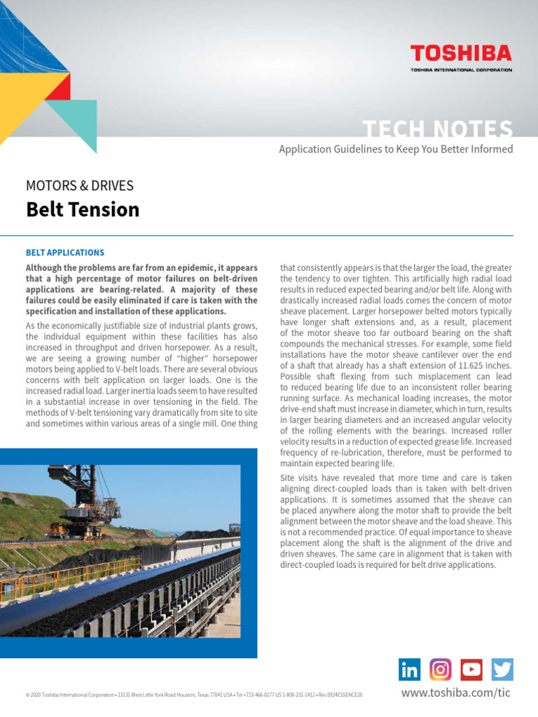 Toshiba's Belt Tension Motor Tech Note | PDF | Belt (Mechanical) | Mechanical Engineering