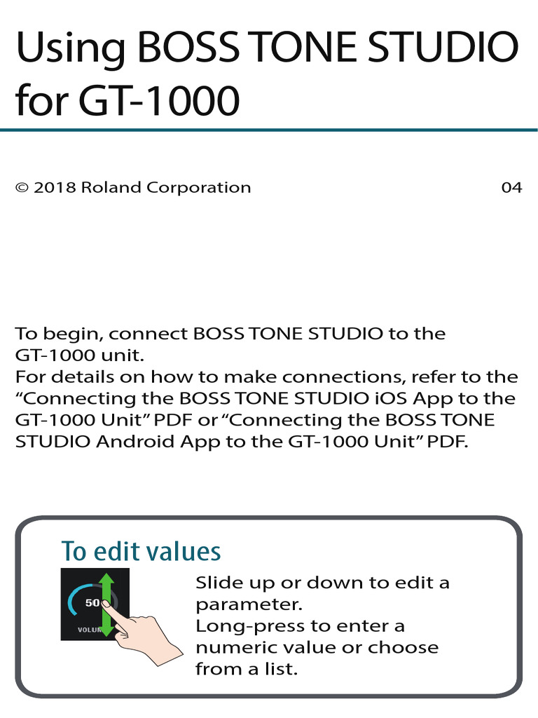 BOSS TONE STUDIO Guide for GT-1000 | PDF | I Cloud | Ios