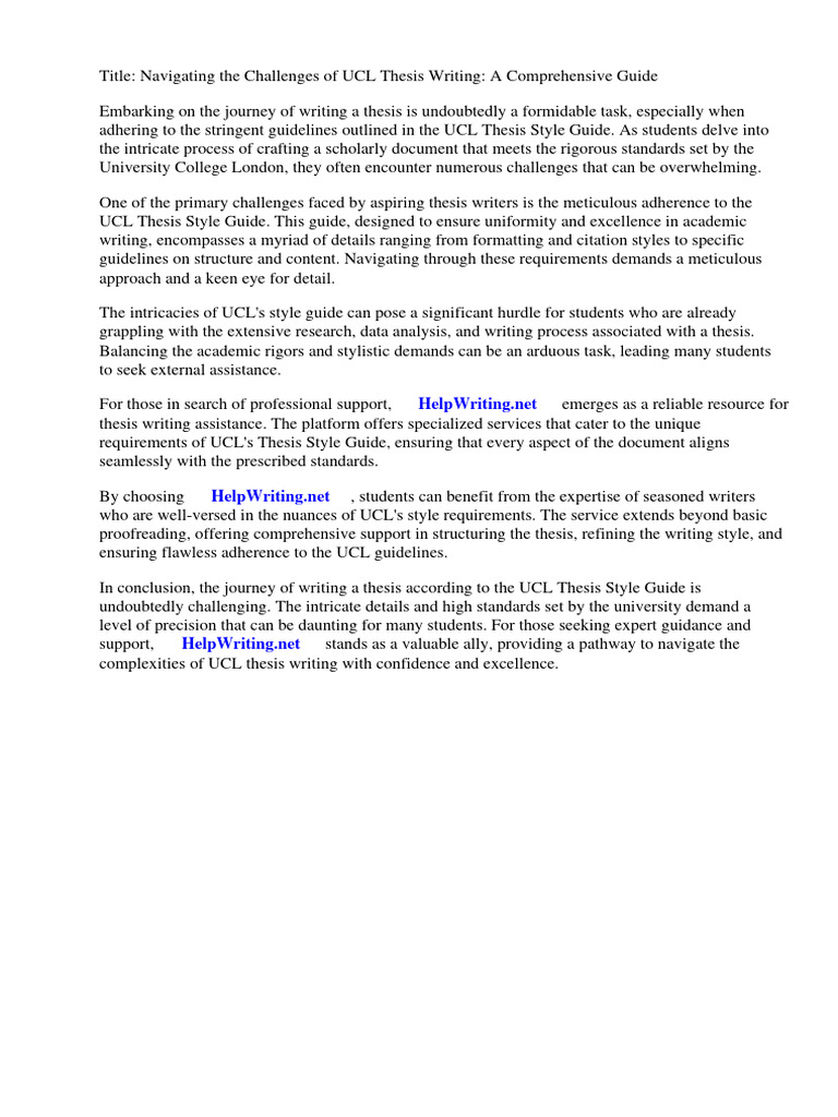 Ucl Thesis Style Guide | PDF | Thesis | Essays
