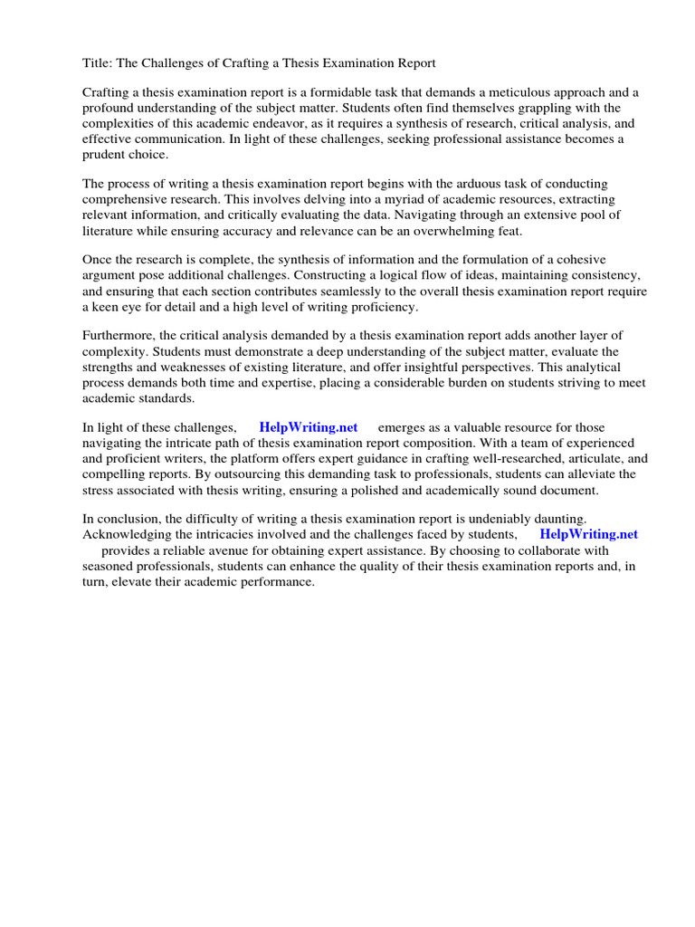 How To Write Thesis Examination Report | PDF | Thesis | Audit